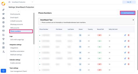 set up calling number
