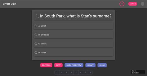 quiz codesandbox
