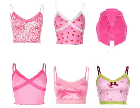 Y2k Top 00s Hearts Pink Crop Top Summer Cute Top Clothing 90s Crop Top