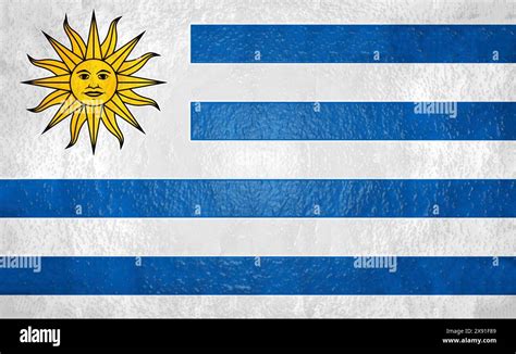 The Flag Of Uruguay Featuring Blue And White Horizontal Stripes With A