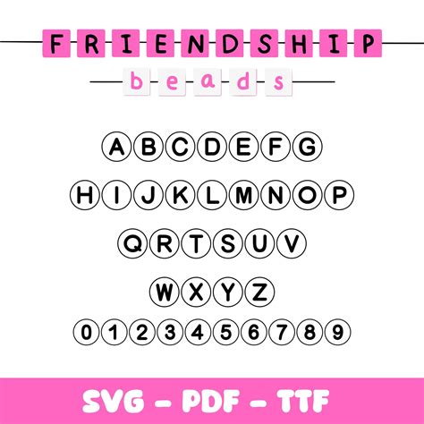 Friendship Bead Bracelet Font Svg Png Jpeg Pdf Alphabet Bead Letter