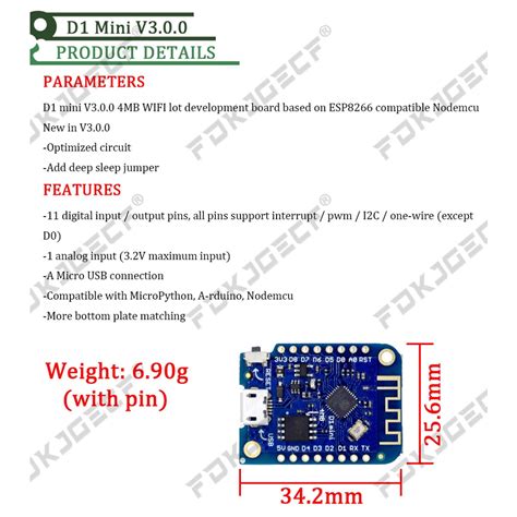 d1 mini v3 1 0 wemos wifi internet of things development board based