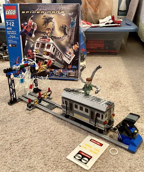 Vintage Lego Spider Man 2 4855 Spidermans Train Rescue~100 Complete
