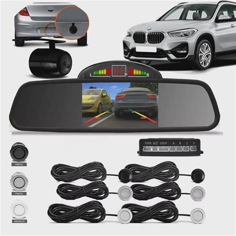 Retrovisor Tela 43 Com Sensor De Estacionamento 4 Pontos E Câmera De Ré Bmw X1 Submarino