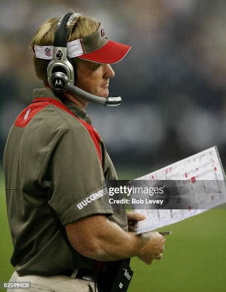 Head Coach Jon Gruden Of The Tampa Bay Buccaneers Looks On From The