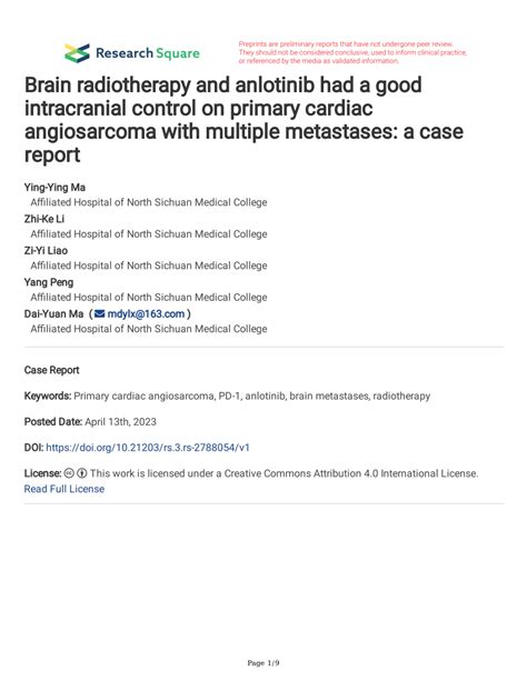 Pdf Brain Radiotherapy And Anlotinib Had A Good Intracranial Control