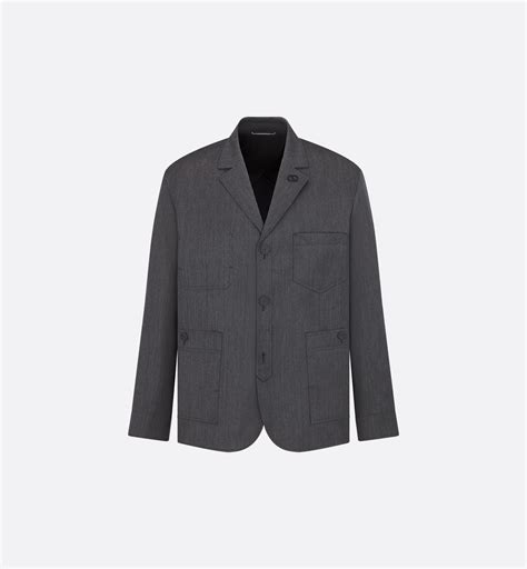 Classic Workwear Jacket Gray Wool Blend Twill Dior