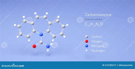 Carbamazepine Molecule Structural Chemical Formula Ball And Stick Model Isolated Image