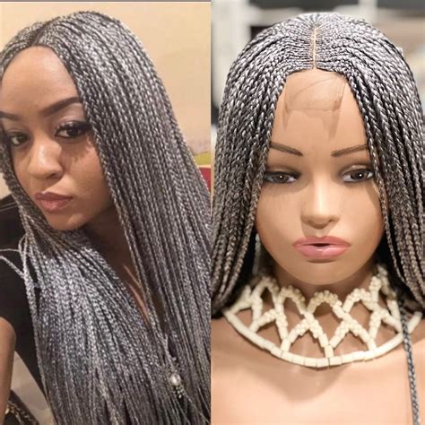 Gray Braided Cornrow Wig Etsy