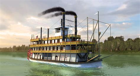 Steamboat On The Mississippi River 3d Model Mozaik Digitalno
