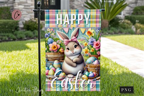 Colorful Happy Easter Garden Flag Png Graphic By Christine Fleury · Creative Fabrica