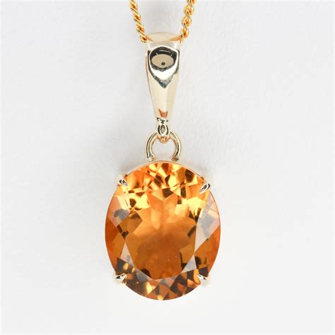9ct Yellow Gold Citrine Pendant Allgem Jewellers