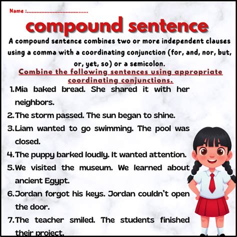 Compound Sentences Worksheets Using Coordinating Conjunctions