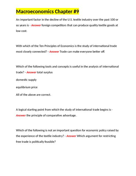 Macroeconomics Chapter 9 Exams Nursing Docsity