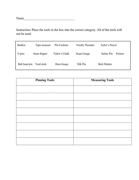 Classifying Tools Worksheets Worksheetscity
