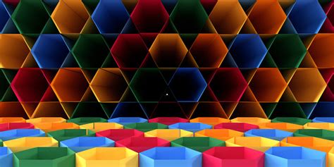 Hexagon Orange Yellow Green Blue Violet Purple Colorful Rainbow Empty