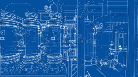 Industrial Blueprint Design Vector Stock Vector Illustration Of
