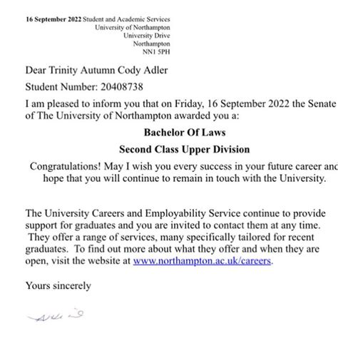 On Friday I Received The Classification Of My Intensive Law Degree I