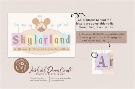 Editable Name Disneyland Sign Happiest Birthday On Earth Disneyland