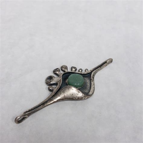 Brunel Sterling Silver And Jade Vintage Modernist Pendant