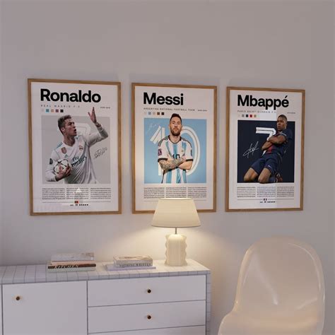 Mbappe Ronaldo Messi Poster Bundler Soccer Art Print Football Poster Mid Century Modern 8 X