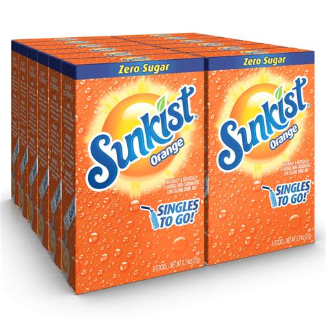 Sunkist Soda Orange Singles To Go Drink Mix 12 Boxes With 6 Packets