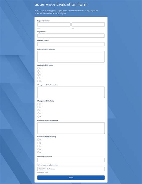 Supervisor Evaluation Form Template Woorise