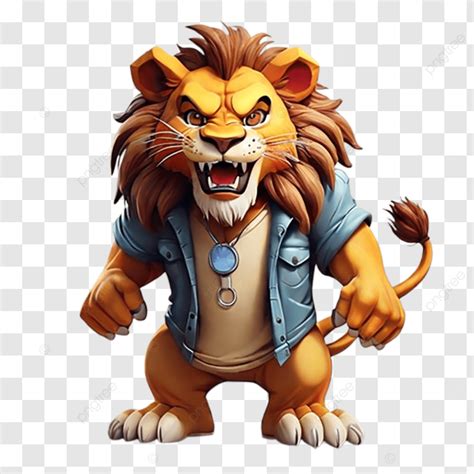 Caricatura Animada De León Enojado Rugiendo Con Expresión Feroz Png