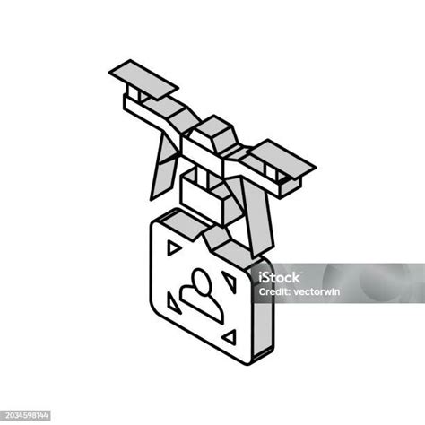 무인 항공기 배달 및 식별 얼굴 Id 기술 아이소 메트릭 아이콘 벡터 일러스트 레이 션 등측투영법에 대한 스톡 벡터 아트 및 기타 이미지 등측투영법 무인 항공기 벡터