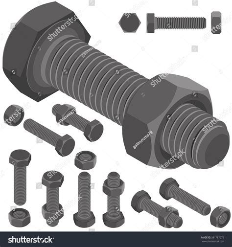 Dibujo Isométrico Del Conjunto De Tuercas Vector De Stock Libre De