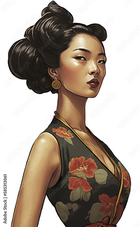 An Illustration Of A Fictional Beautiful Asian Model Wearing A