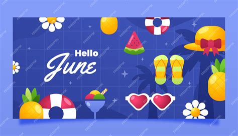 Hola Plantilla De Banner De Junio Vector Premium