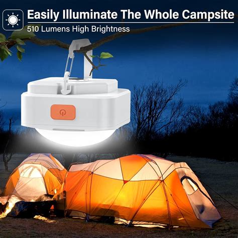 Fly2sky 3 Pcs White Camping Light Tent Lights Portable Rechargeable Led