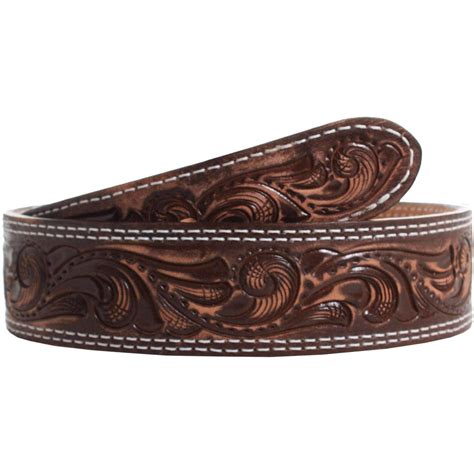 B831 Brown Vintage Tooled Belt Double J Saddlery