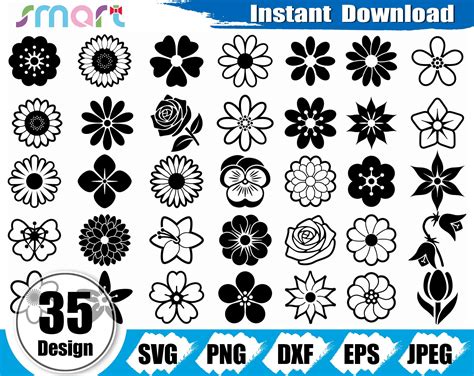 Art And Collectibles Png Set Of Vector Flowers Icons Svg Pack Of 21