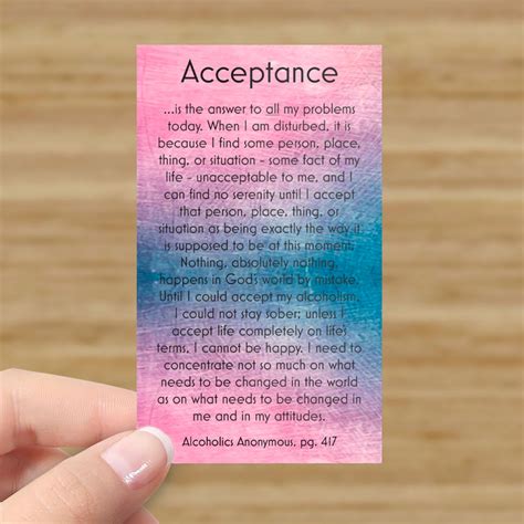 Aa Acceptance Quote Inspirational Card Recoveryshop