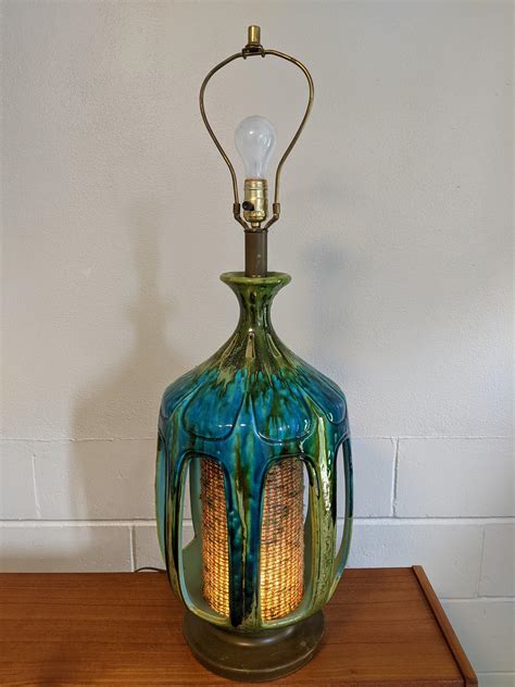 1970s Vintage Blue Green Drip Glaze Honi Chilo Lamp At 1stdibs Honi