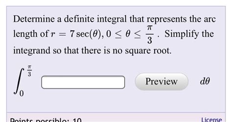 Solved Determine A Definite Integral That Represents The Arc