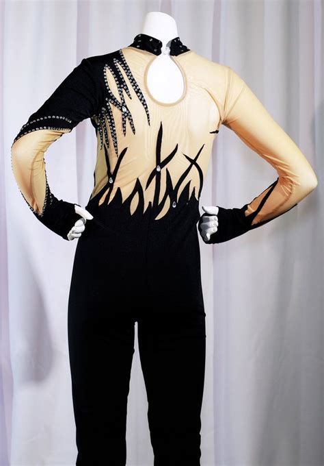 Figure Skating One Piece Suit Catsuit Black Size Youth 12 14 Bsu01 21