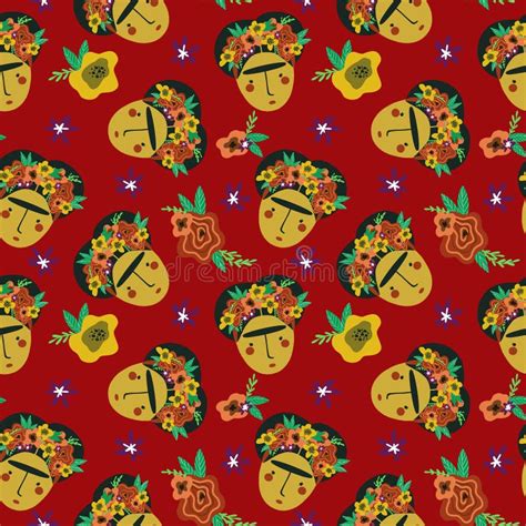 Seamless Pattern With Women Feminism Print Stock Illustration