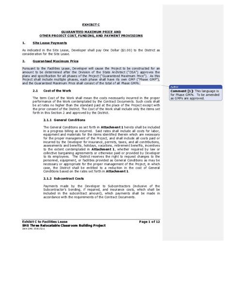 Fillable Online Facilities Lease Ex C Shs Three Relocatable Classroom