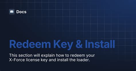 Redeem Key And Install Docs