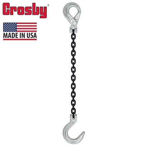 58 X 3 Domestic 1 Leg Chain Sling W Crosby Self Locking And Foundry Hooks