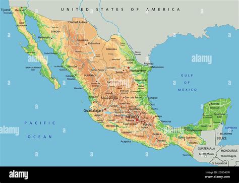 Physical Map Mexico