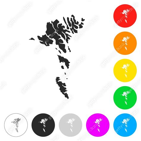 Faeroe Islands Map Flat Icons On Different Color Buttons 이미지