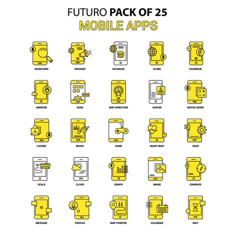 Mobile Apps Icon Set Yellow Futuro Latest Design Icon Pack 14144728 Vector Art At Vecteezy