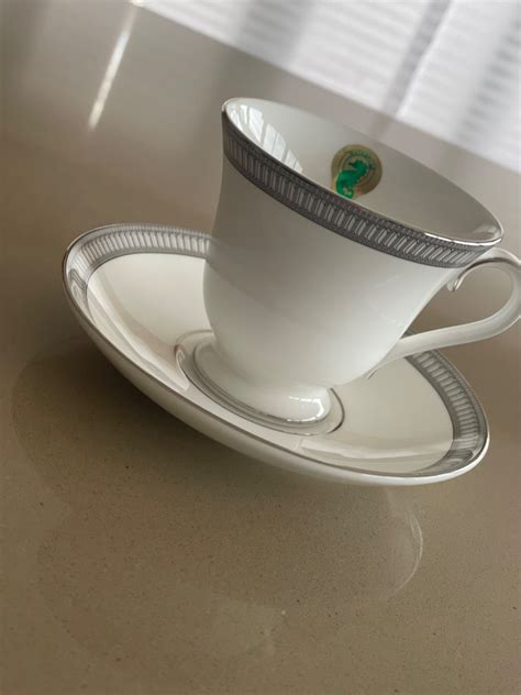 Brand New Set Of Dozen Waterford Carina Platinum Teacups And Saucers Ebay