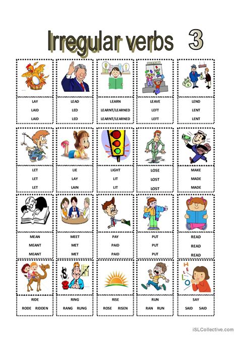Irregular Verbs 3 Classroom Post English Esl Worksheets Pdf And Doc