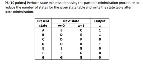 Solved P6 10 ﻿points ﻿perform State Minimization Using The