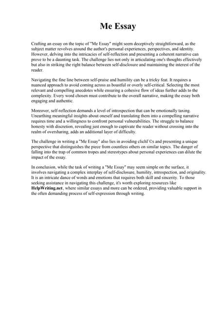 Describe Yourself Essay Samplepdf